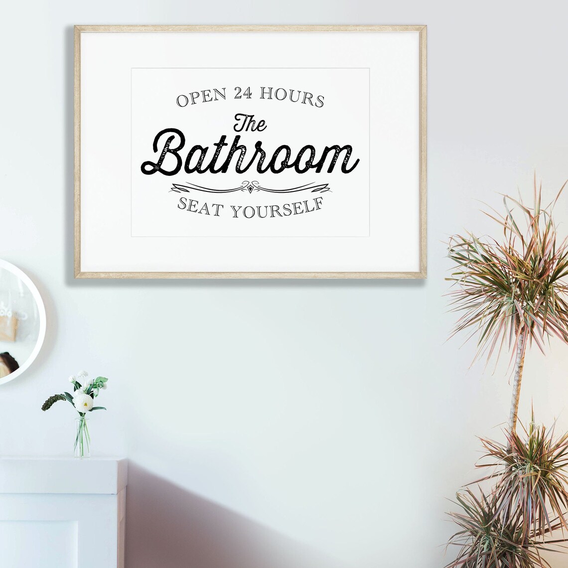 Vintage Bathroom Sign, Open 24 Hours Plate, Bathroom Decor, Farmhouse ...