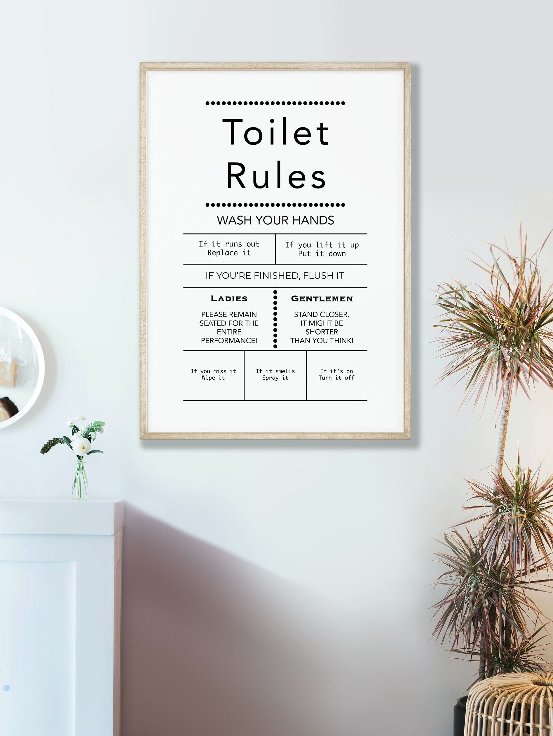 Toilet Rules, Bathroom Print, Toilet Print, Toilet Fun, Bathroom Sign ...