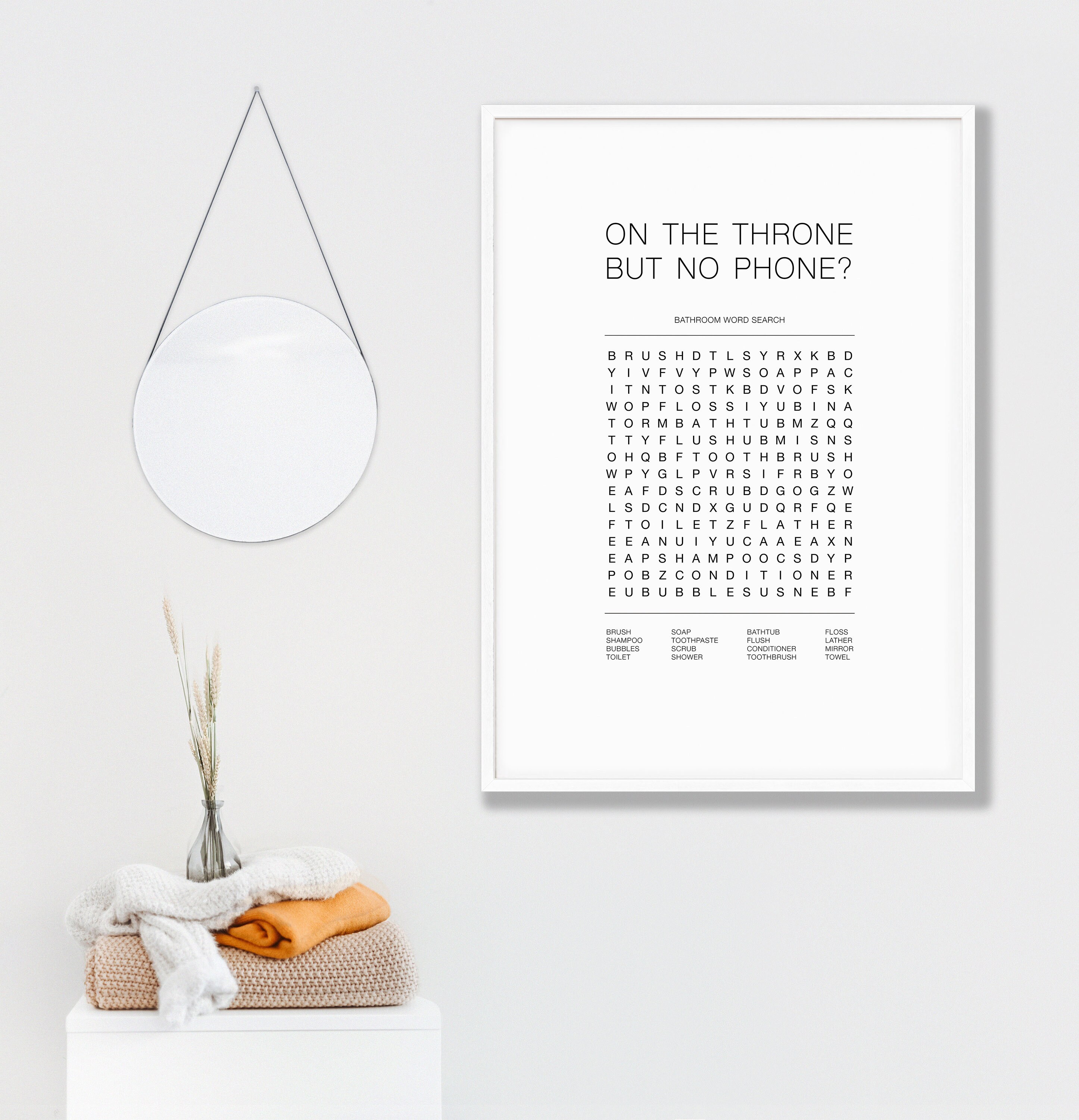 On the Throne but No Phone, Bathroom Word Search, Riddles, Toilet Print ...