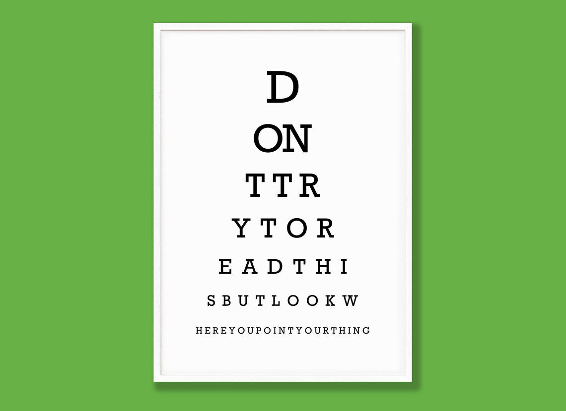 Funny Eye Test, Bathroom Vision Test, Bathroom Riddle, Toilet Print ...
