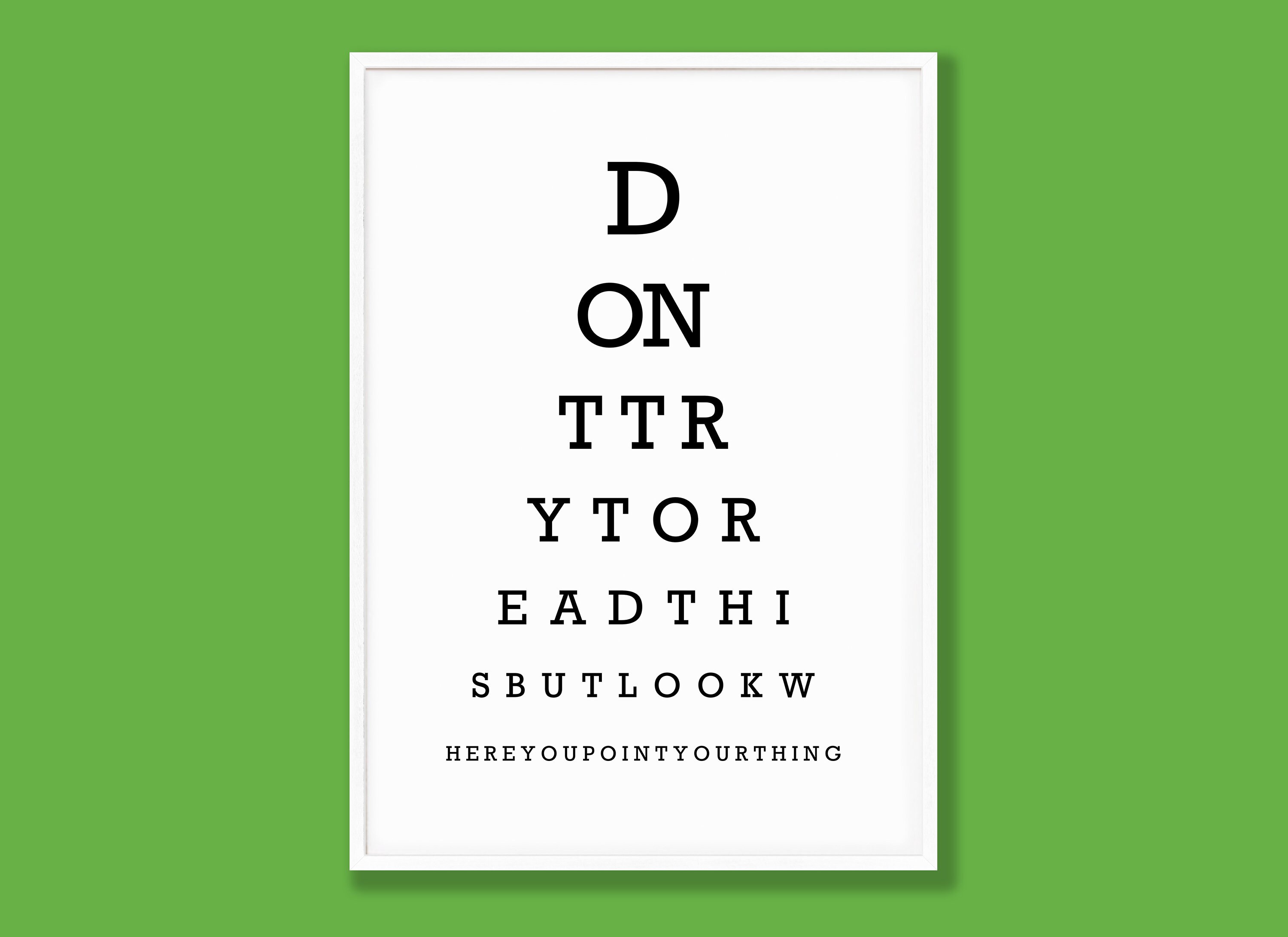 Funny Eye Test, Bathroom Vision Test, Bathroom Riddle, Toilet Print ...