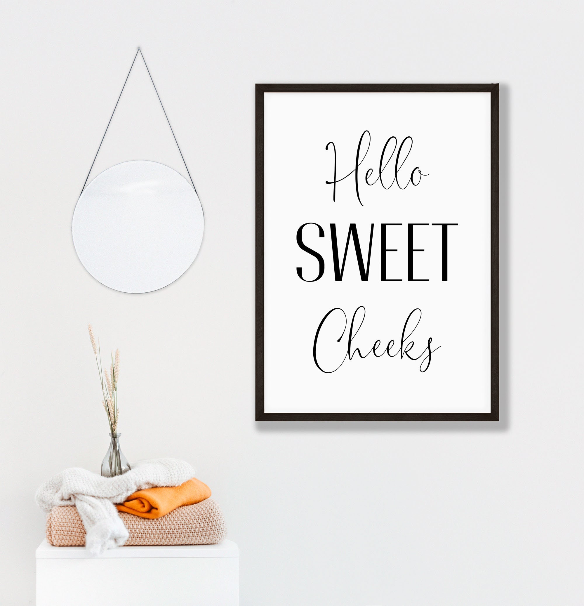 Hello Sweet Cheeks Print Printable Wall Art Funny Bathroom - Etsy