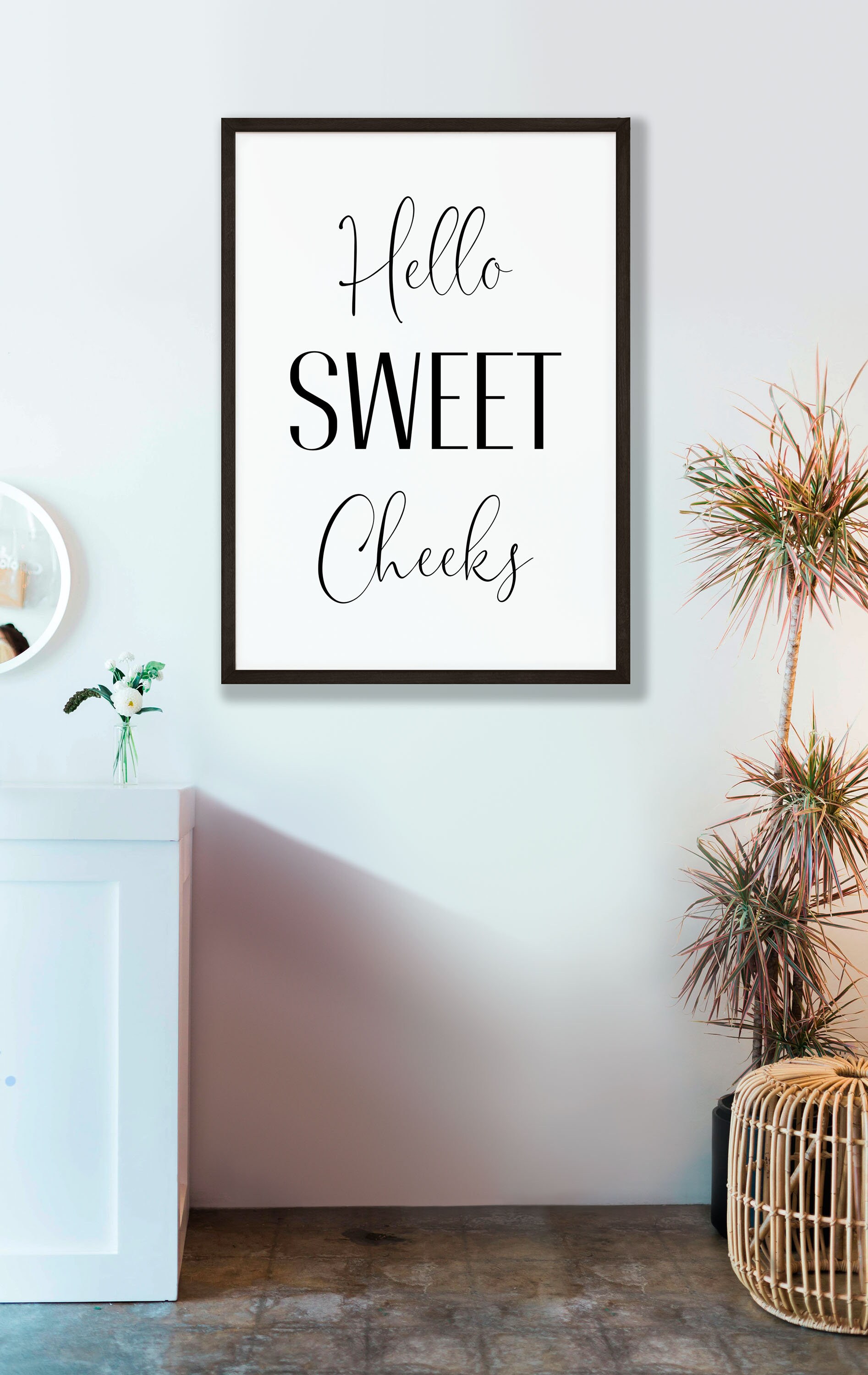 Hello Sweet Cheeks Print Printable Wall Art Funny Bathroom - Etsy