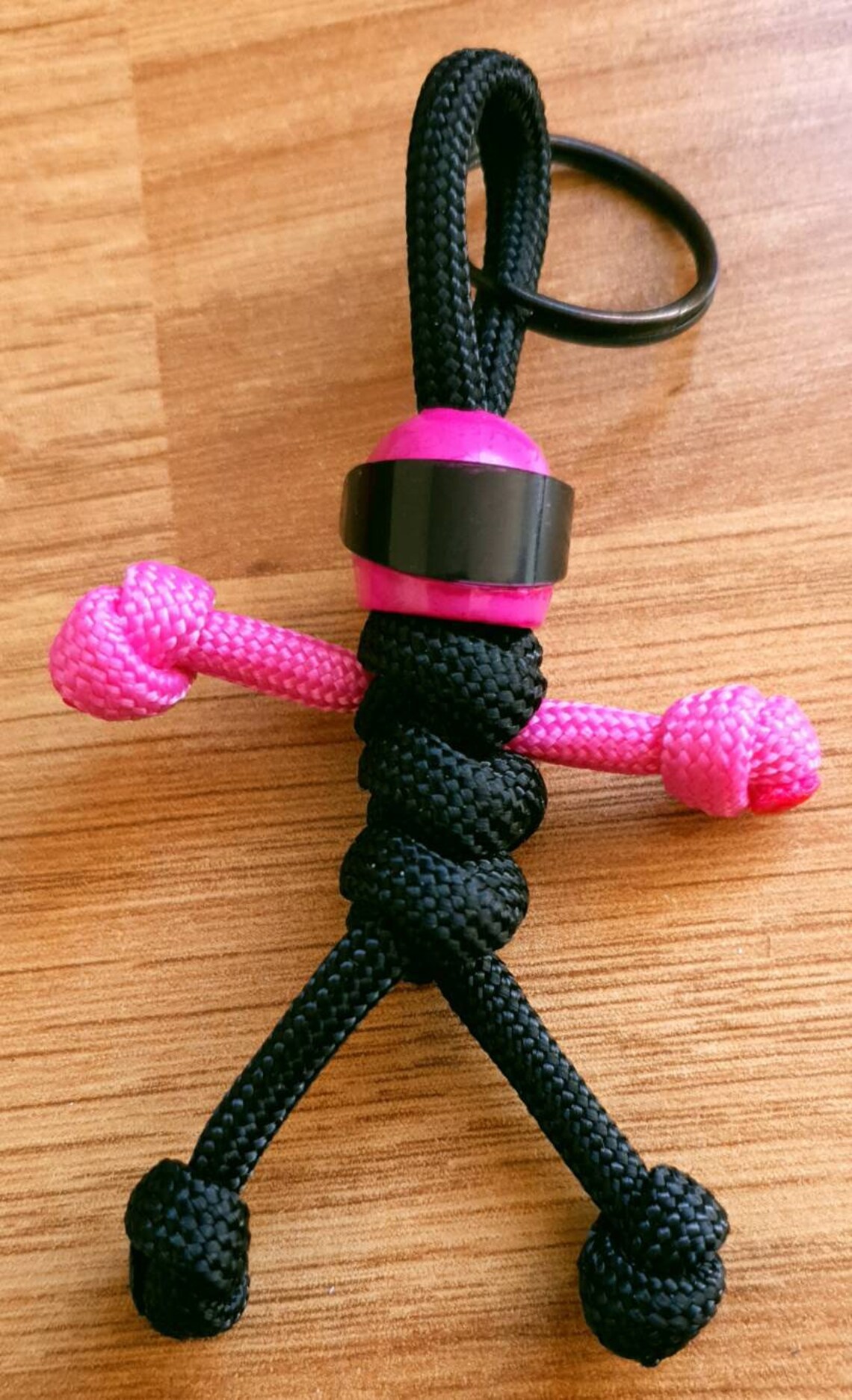 Pink and Black Paracord Mini Motorcyclist Figure Keyring . - Etsy