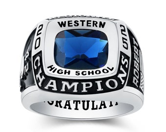 Customized Sterling Silver or 10 KT Gold Men's High School - Etsy