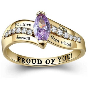 Customized Sterling Silver Women’s High School Class Ring – Gem ...