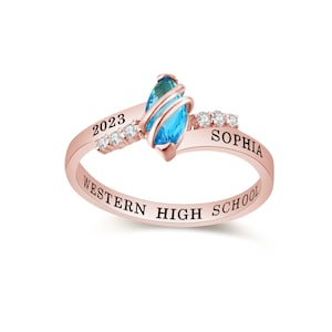 Customized Sterling Silver Women Class Ring – Moonlight Collection ...
