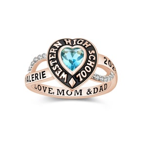 Customized Sterling Silver or 10 KT Gold Ladies Class Ring – Heartstone ...