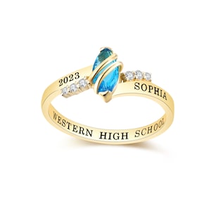 Customized Sterling Silver Women Class Ring – Moonlight Collection ...