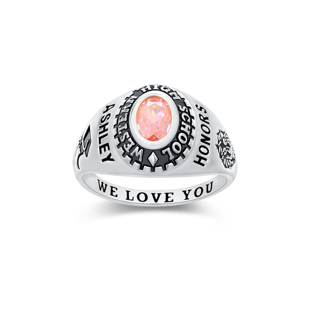 Customized Sterling Silver or 10 KT Gold Ladies Class Ring – Smooth ...