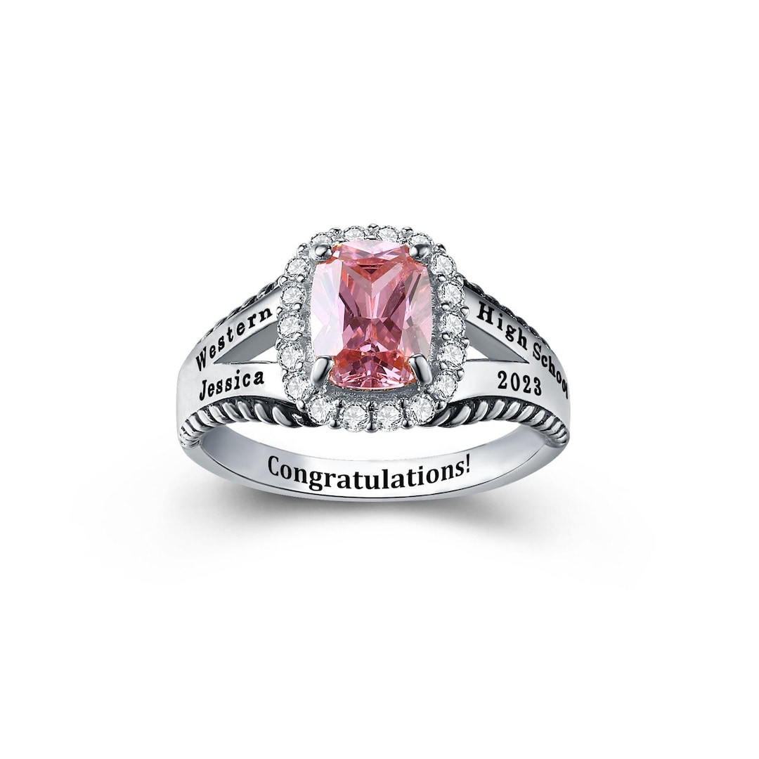 Ships in 3 Days Customized Class Rings for Women 925 Sterling Silver or ...
