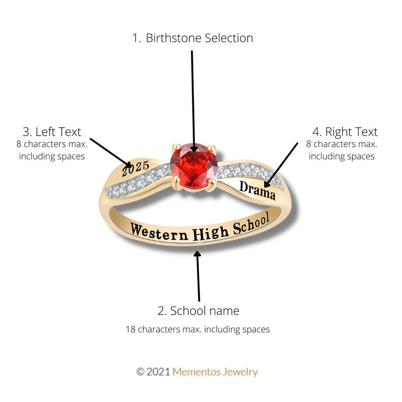 Customized Sterling Silver Womens High School Class Ring - Etsy