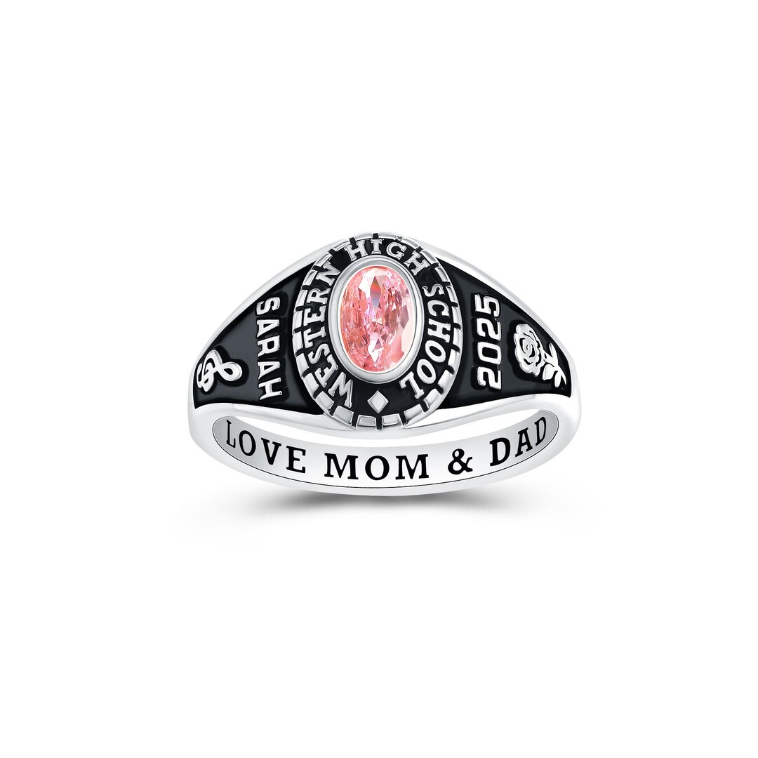 Customized Sterling Silver Ladies High School and College Class Ring ...