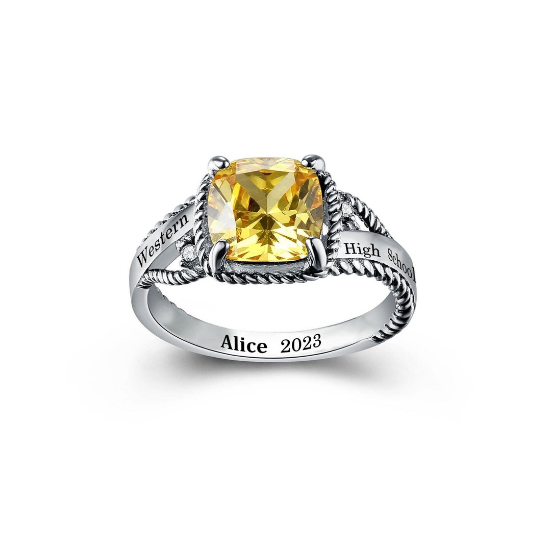 Ships in 3 Days Customized Class Rings for Women 925 Sterling Silver or ...