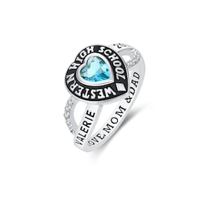 Customized Sterling Silver or 10 KT Gold Ladies Class Ring – Heartstone ...