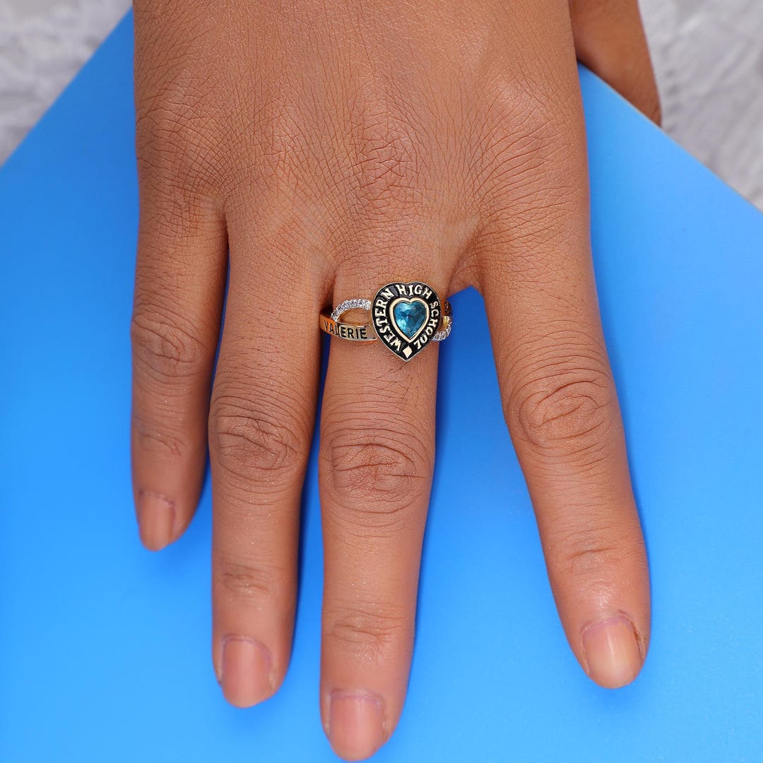 Customized Sterling Silver or 10KT Gold Ladies Class Ring – Heartstone ...