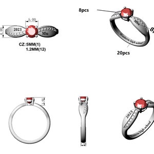 Customized Sterling Silver Women’s High School Class Ring – Dainty ...