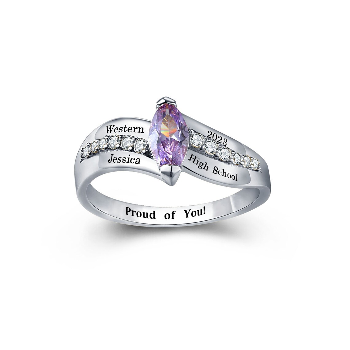 Customized Sterling Silver Womens High School Class Ring - Etsy