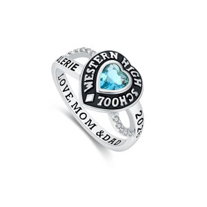 Customized Sterling Silver or 10 KT Gold Ladies Class Ring – Heartstone ...