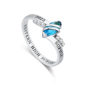 Customized Sterling Silver Women Class Ring – Moonlight Collection ...