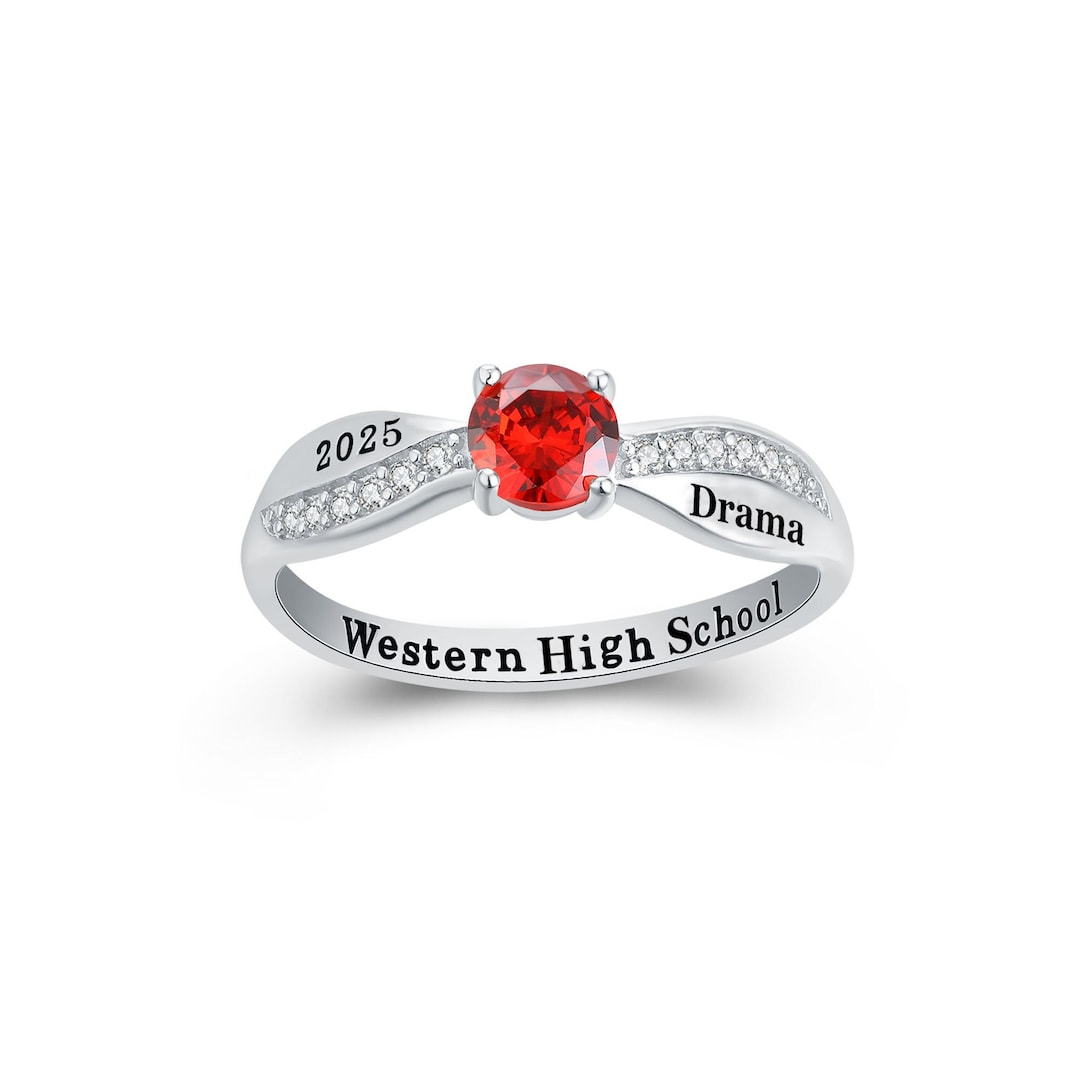 Customized Sterling Silver Women’s High School Class Ring – Dainty ...
