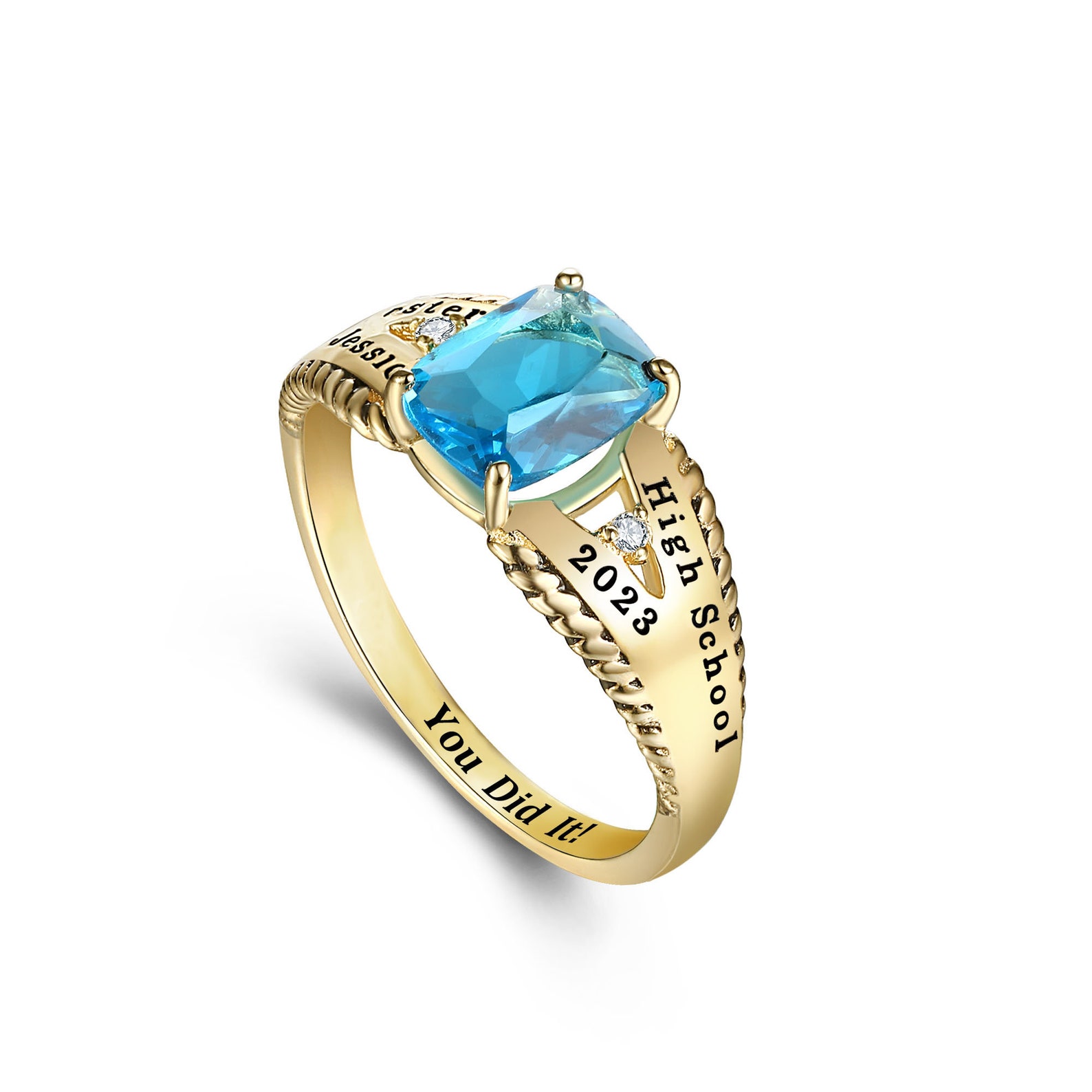 Customized Sterling Silver Womens High School Class Ring | Etsy