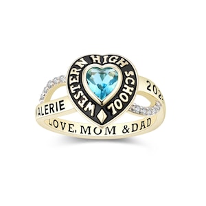 Customized Sterling Silver or 10KT Gold Ladies Class Ring – Heartstone ...