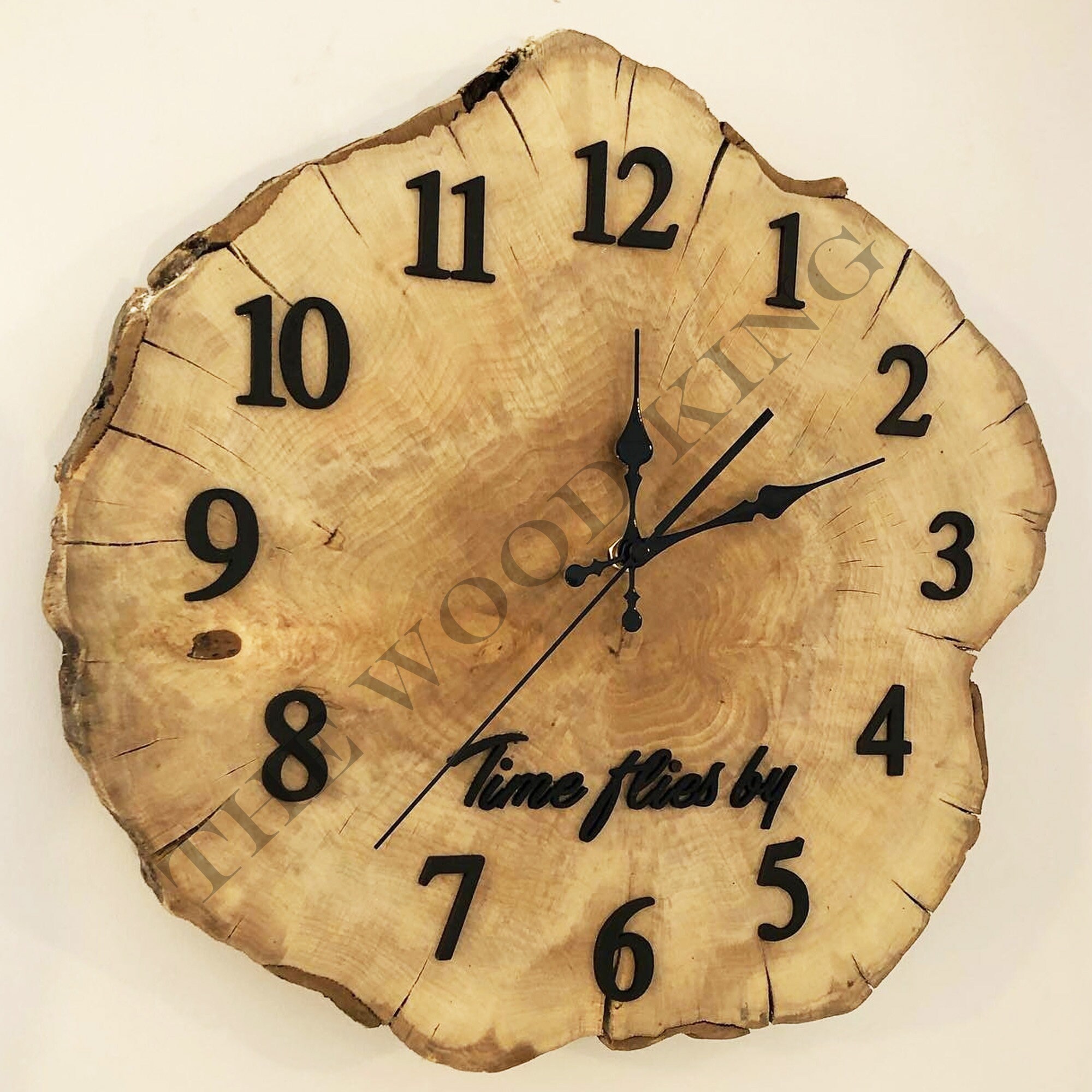 Natural Wood Clock, Tree Slice Clock, Wood Slice Art, Wooden Wall Clock ...