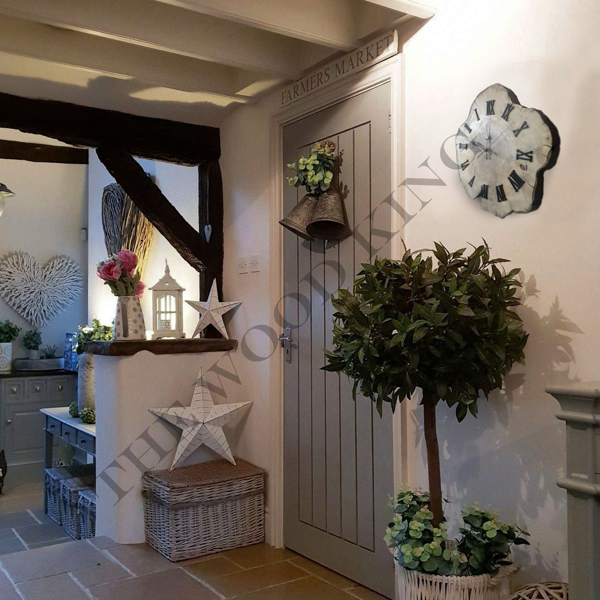 Tree Wall Clock, Natural Stump Clock, Oak Slice Clock, Natural Decor ...