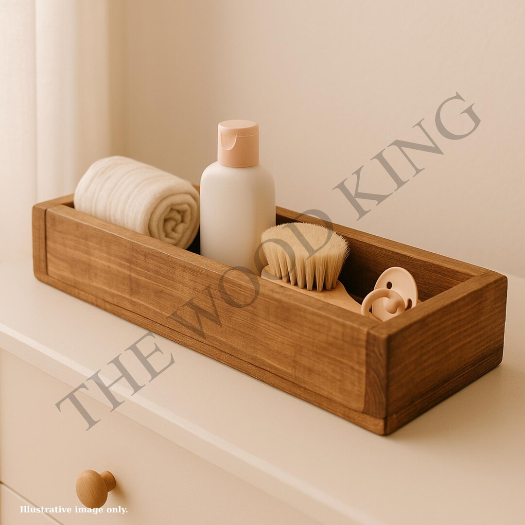 Rustic Wooden Organizer Box, Solid Wood Desk Tray, Natural Finish - Etsy