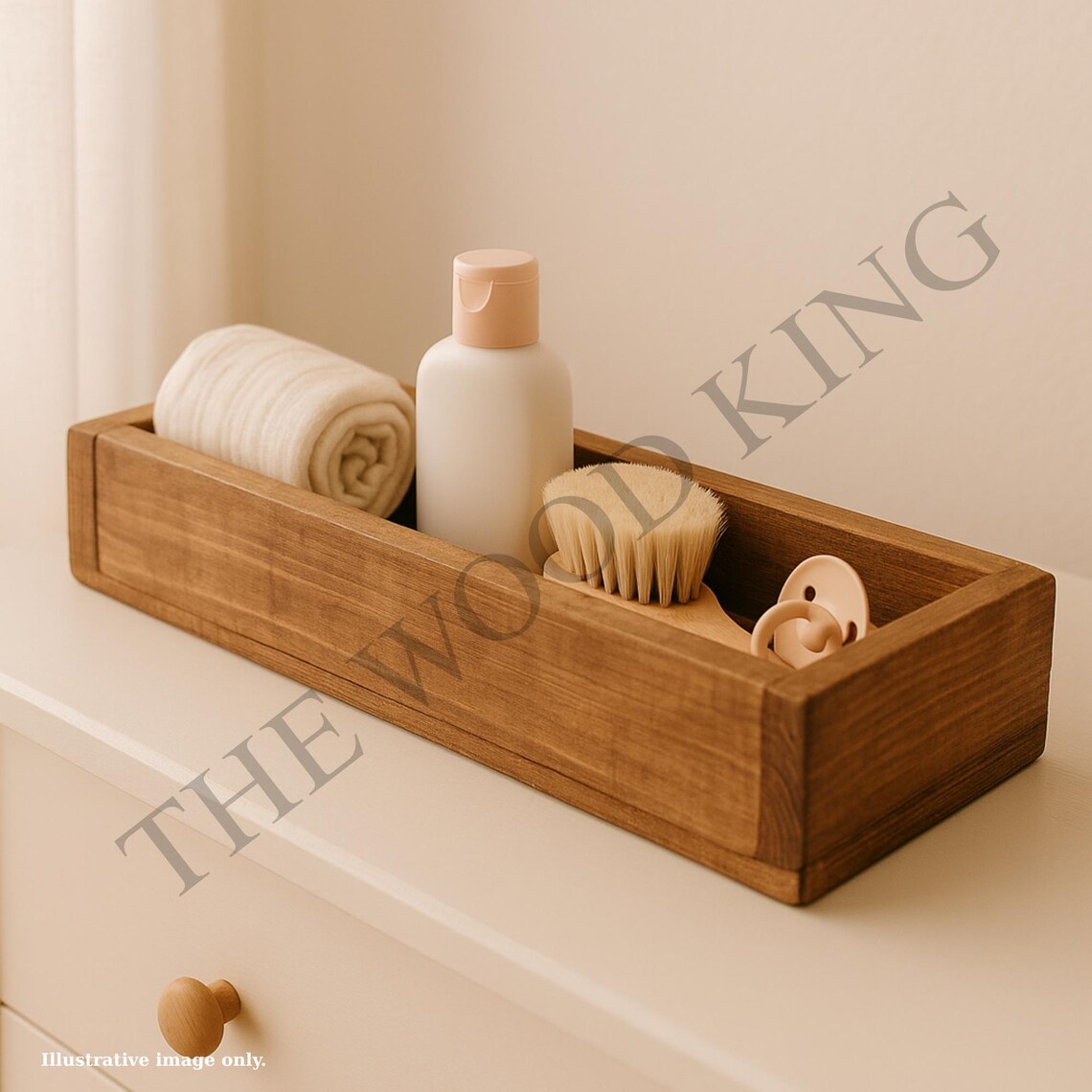 Rustic Wooden Organizer Box, Solid Wood Desk Tray, Natural Finish - Etsy