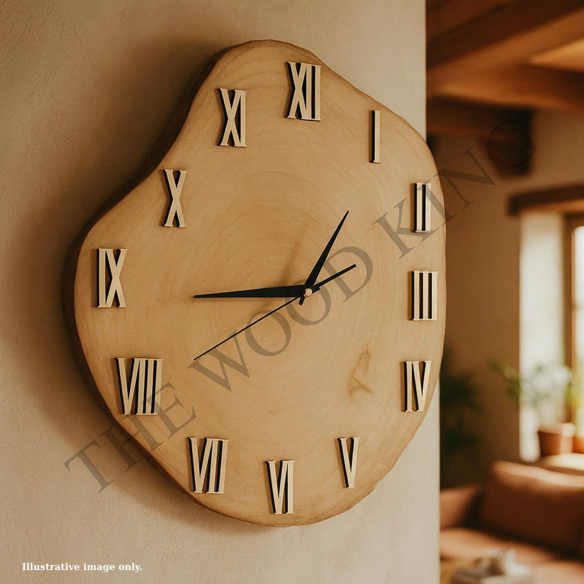 Rustic Wooden Clock – Roman Numerals, Handmade Natural Tree Decor ...