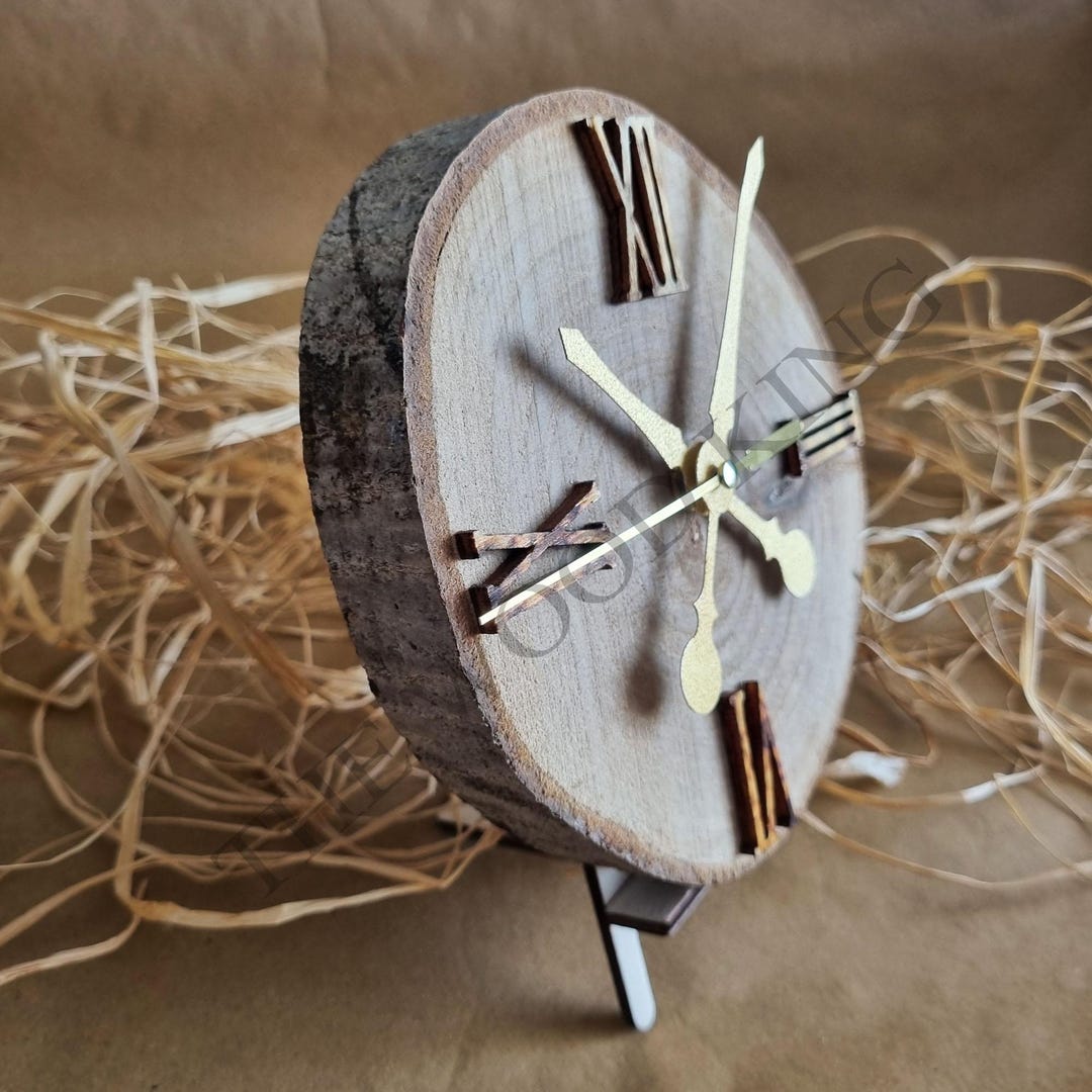 Rustic Minimalist Wooden Table Clock With Silent Mechanism, Wooden Desk ...