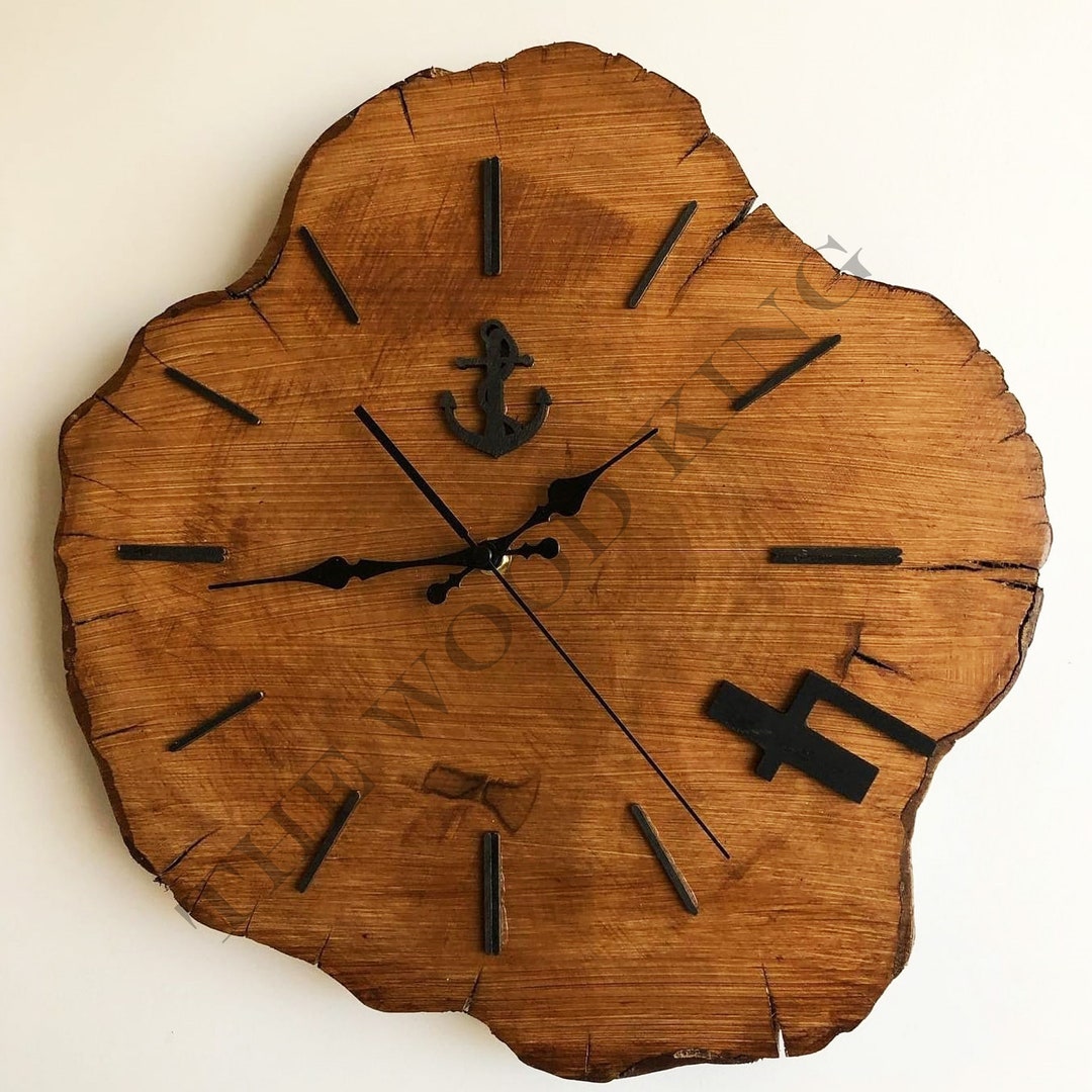 Natural Wood Clock Tree Slice Clock Wood Slice Art Wooden - Etsy