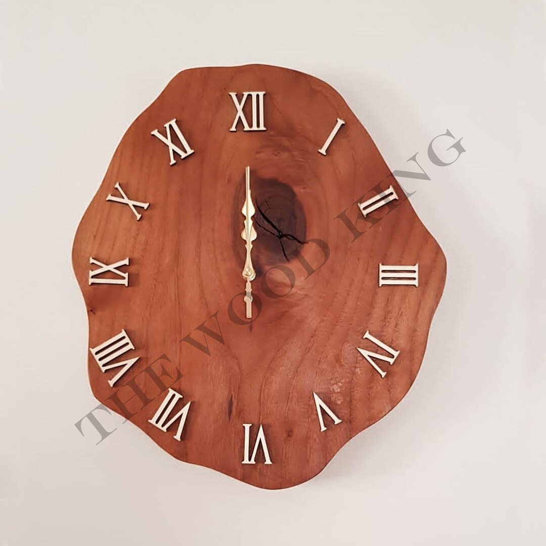 Natural Oak Tree Slice Wall Clock, Modern Rustic Home Decor - Etsy