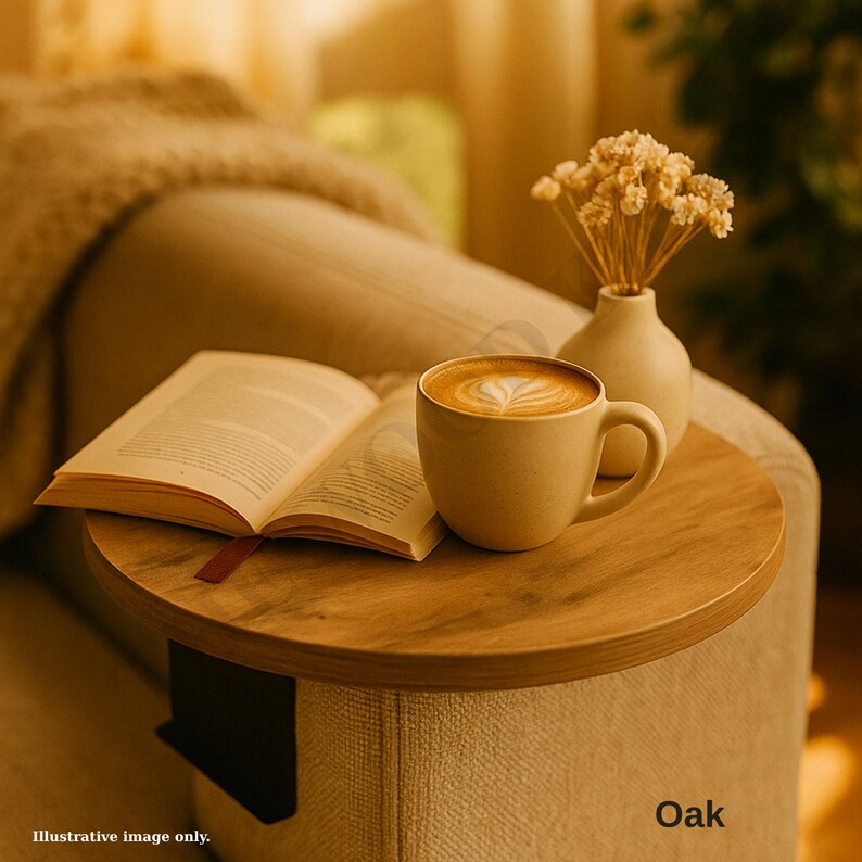 Rustic Wood Armrest Table – Functional Sofa Side Tray for Coffee ...