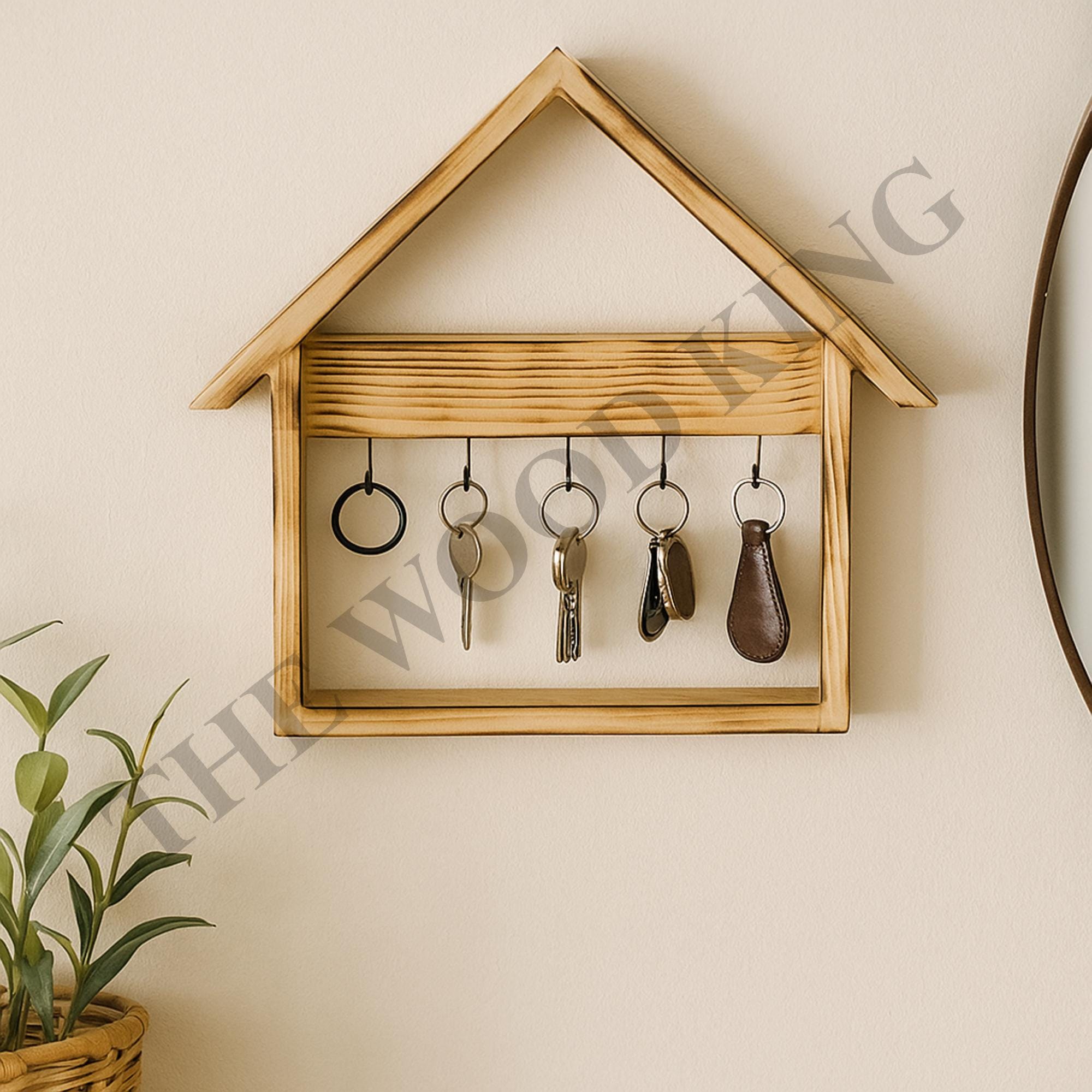 Wood Key Hanger – Modern Entryway Organizer, Wall Mount Key Holder ...