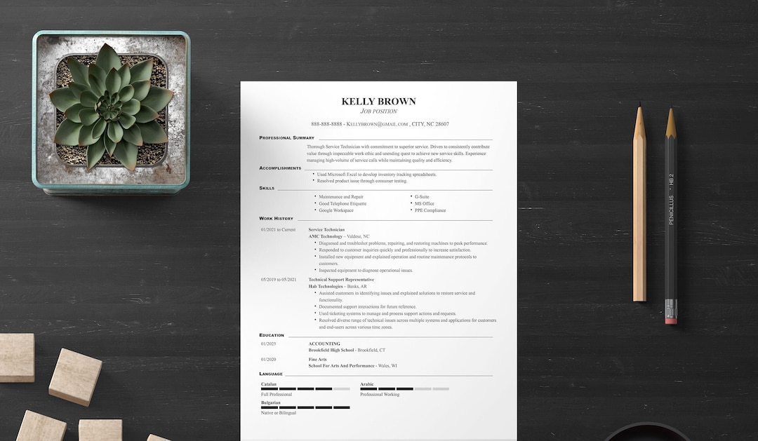Professional Modern Resume Template, Clean Simple Resume Minimalist ...
