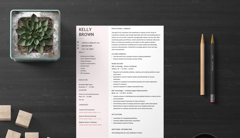 Clean, Simple, Modern, Minimalist Resume Template for Docx, Pages ...
