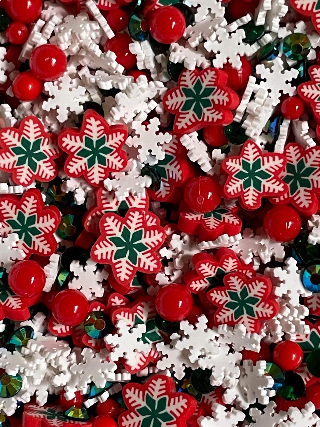 Snowflake Sprinkles Mix. Beautiful Red White and Green Snowflakes ...