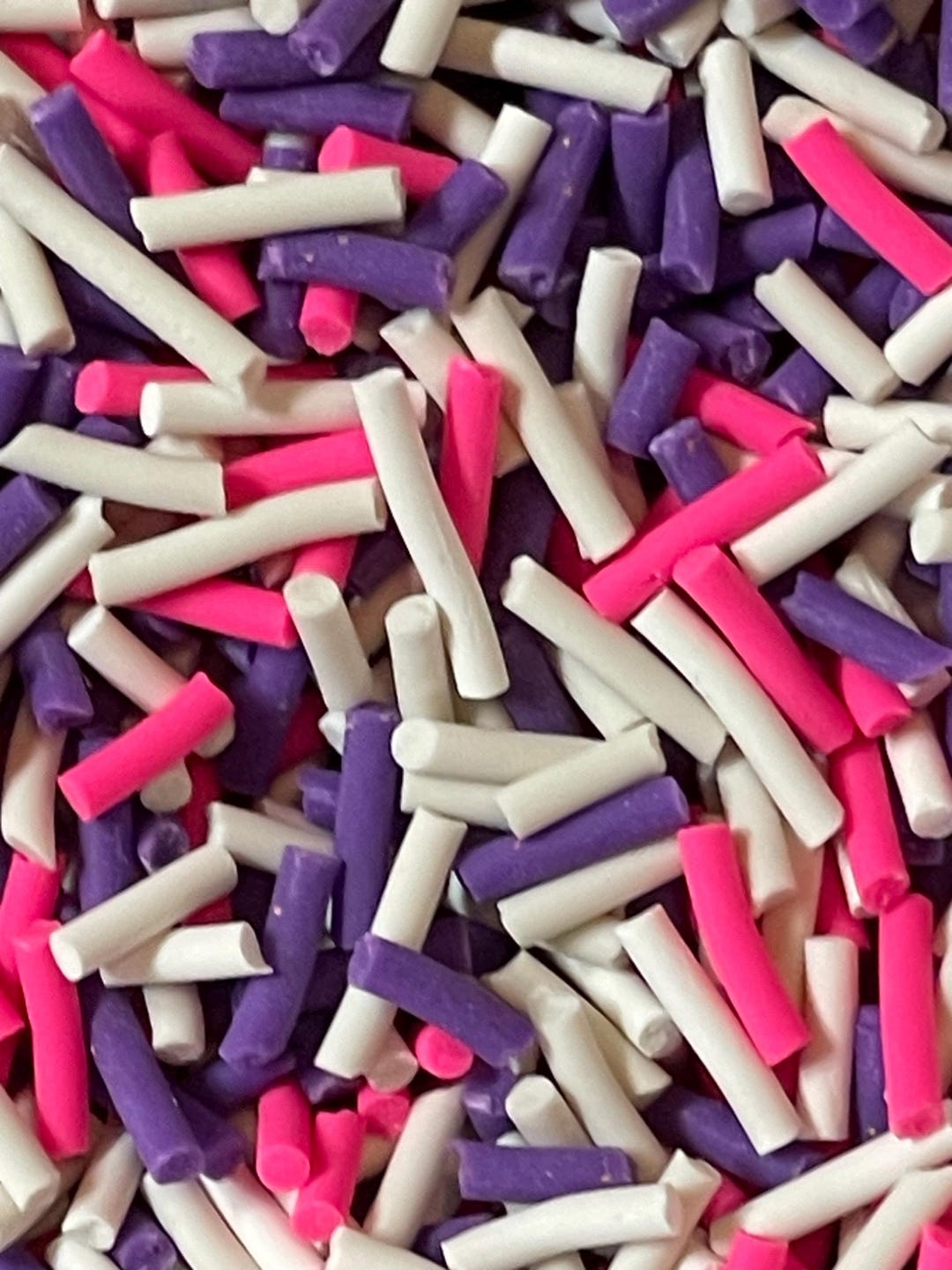 Long Polymer Clay Jimmy Sprinkles. Pink, Purple, and White Combination ...