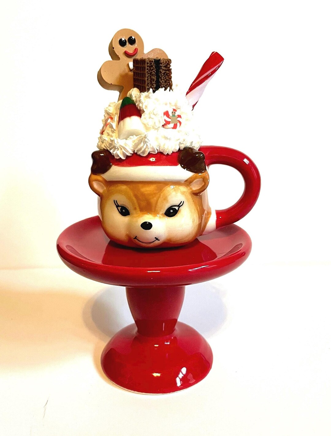 Mini Reindeer Gingerbread Man Peppermint Mug Fake Bake - Etsy