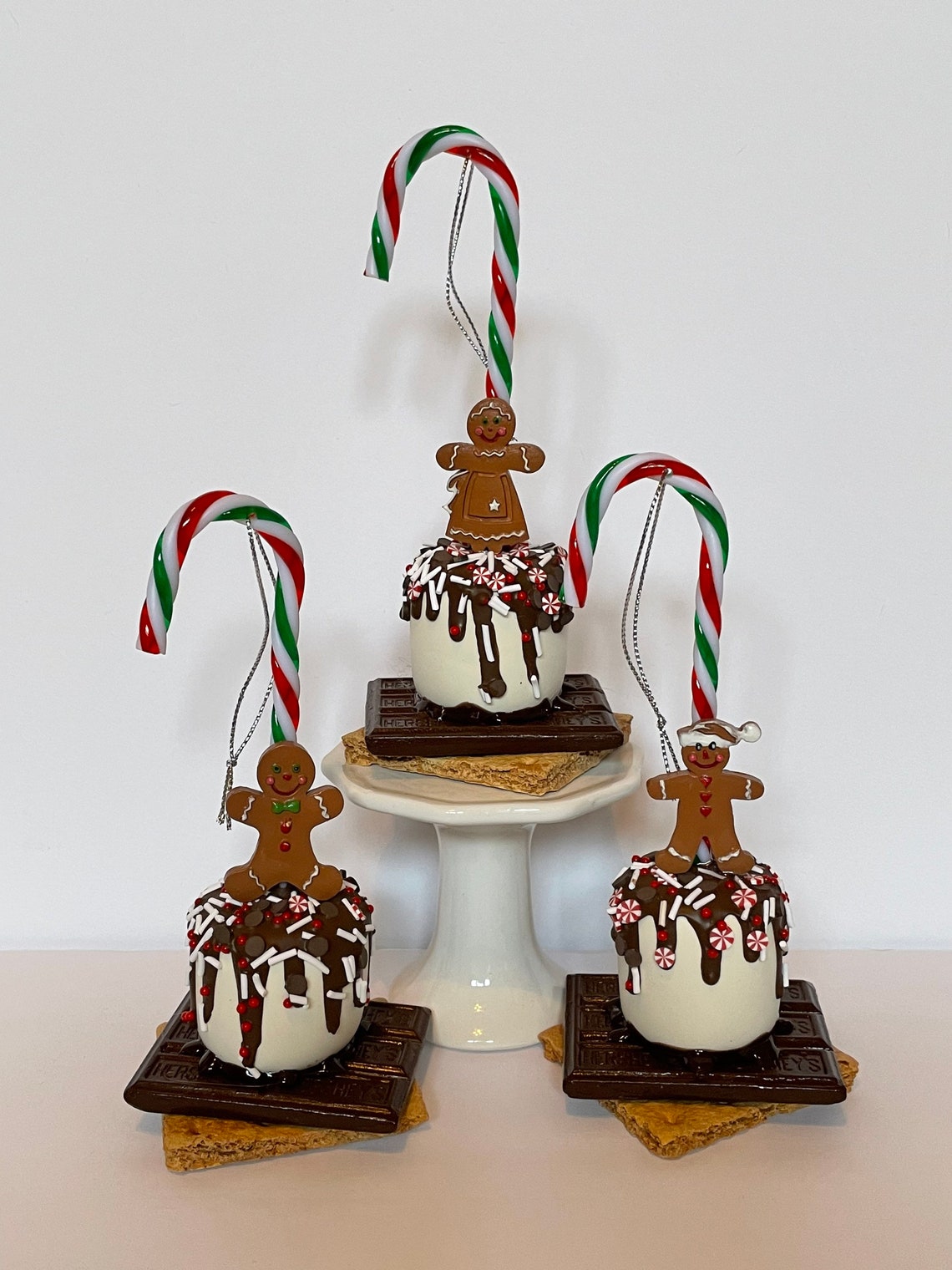 Candy Cane Gingerbread Man Smores Ornaments or Remove the - Etsy