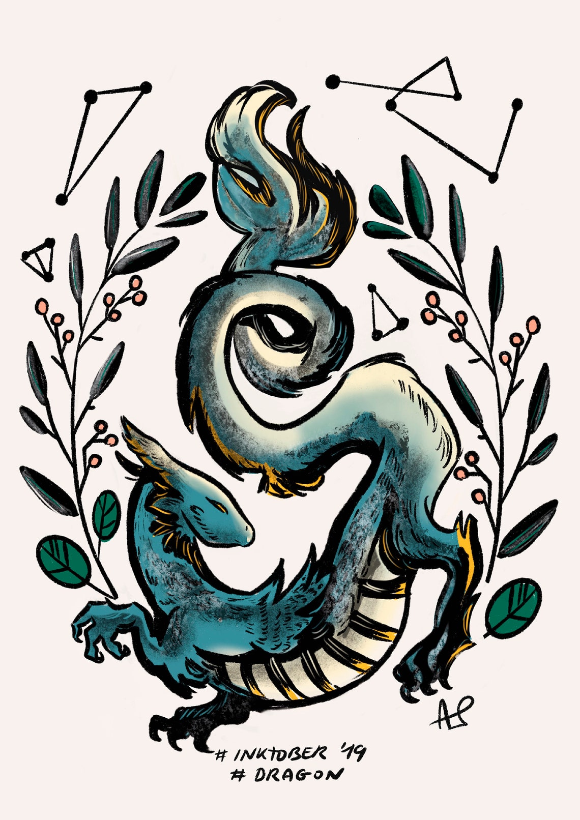 Ink Dragon Print, Dragons Prints, Dragon Wall Art, Dragon Prints ...