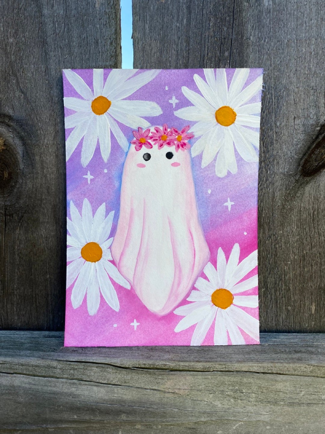 Flower Crown Ghost Painting Fall Decor Original Painting - Etsy