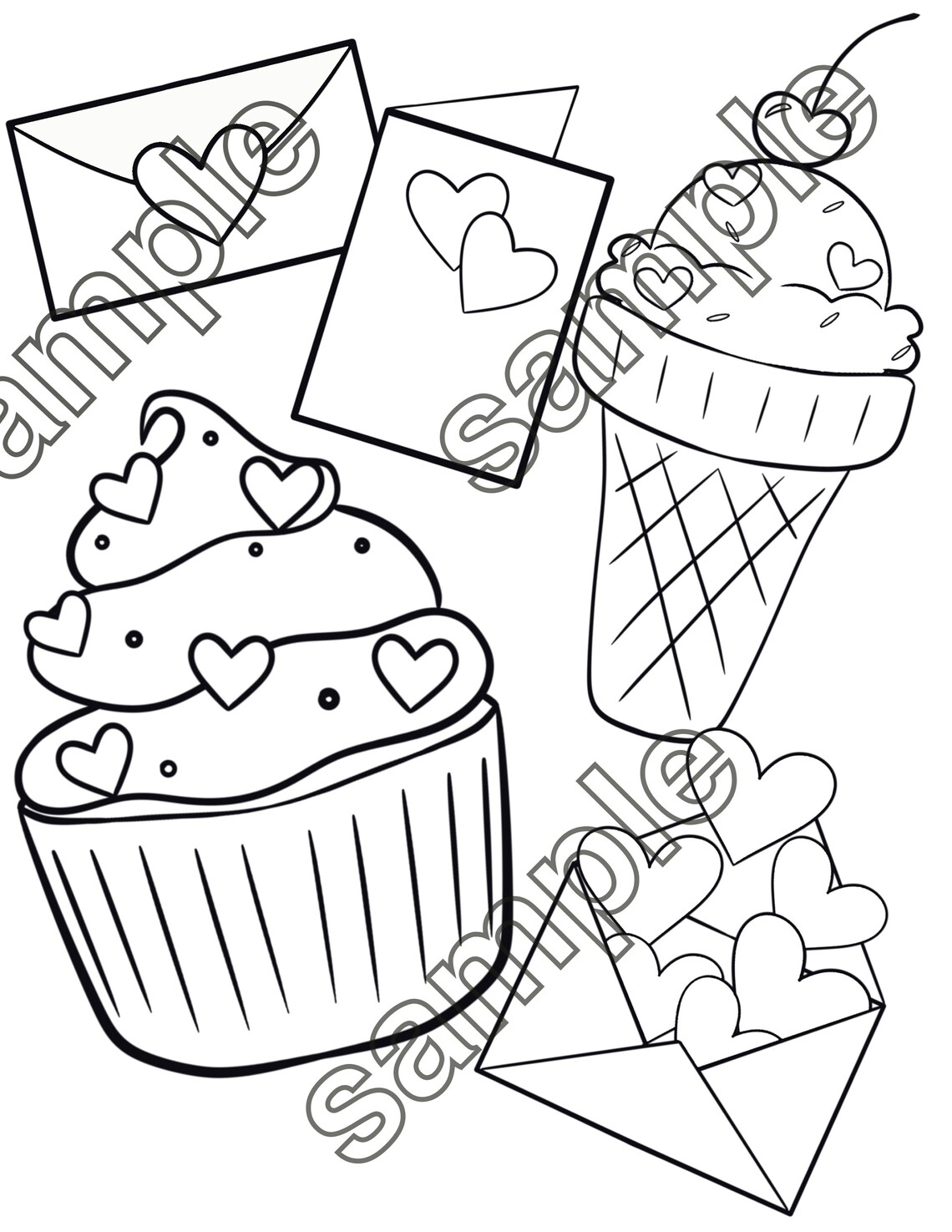 Cute Valentine's Day Coloring Page - Etsy