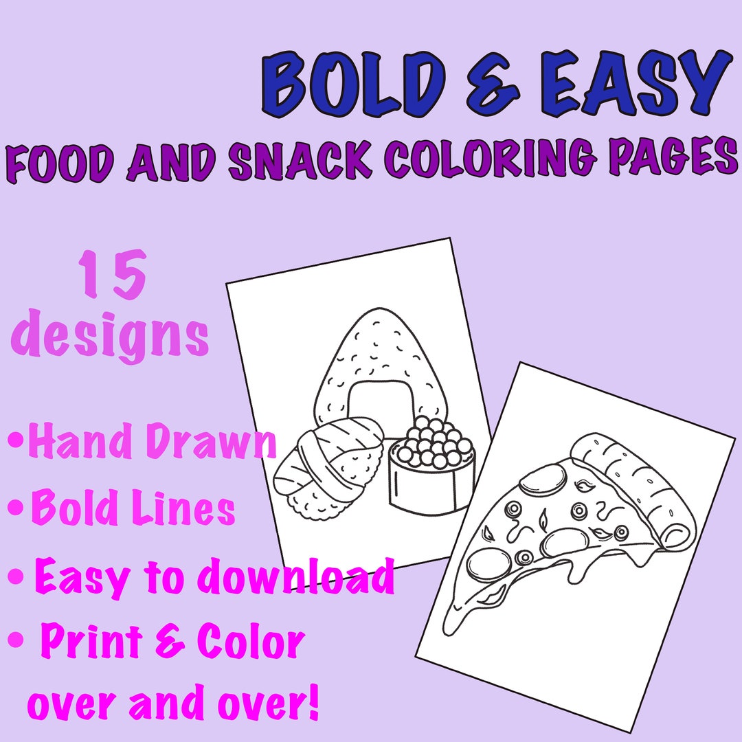 15 Bold and Easy Food and Snack Coloring Pages | Digital/printable ...