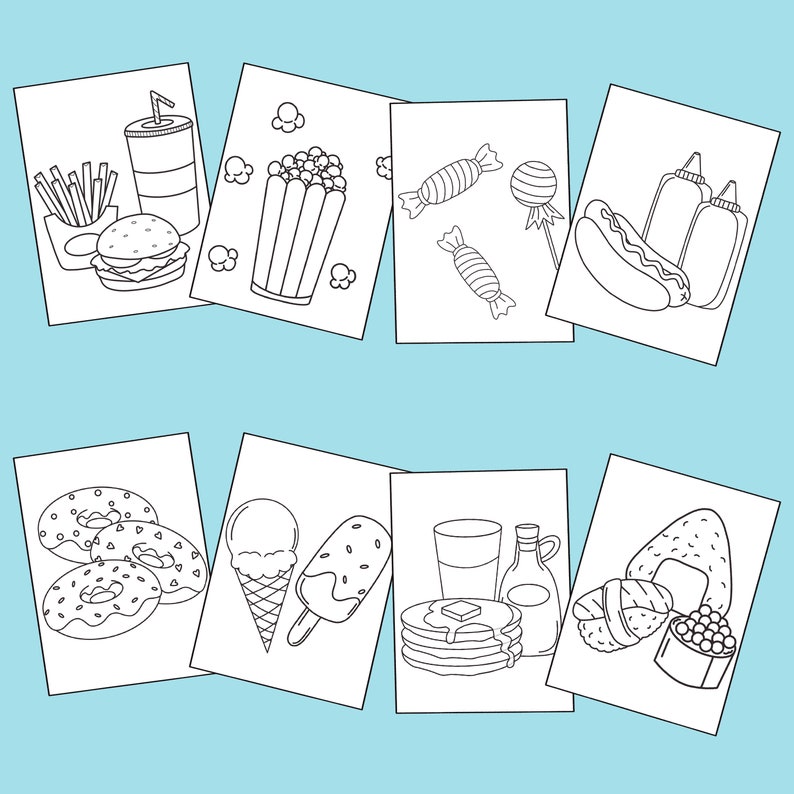 15 Bold and Easy Food and Snack Coloring Pages | Digital/printable ...
