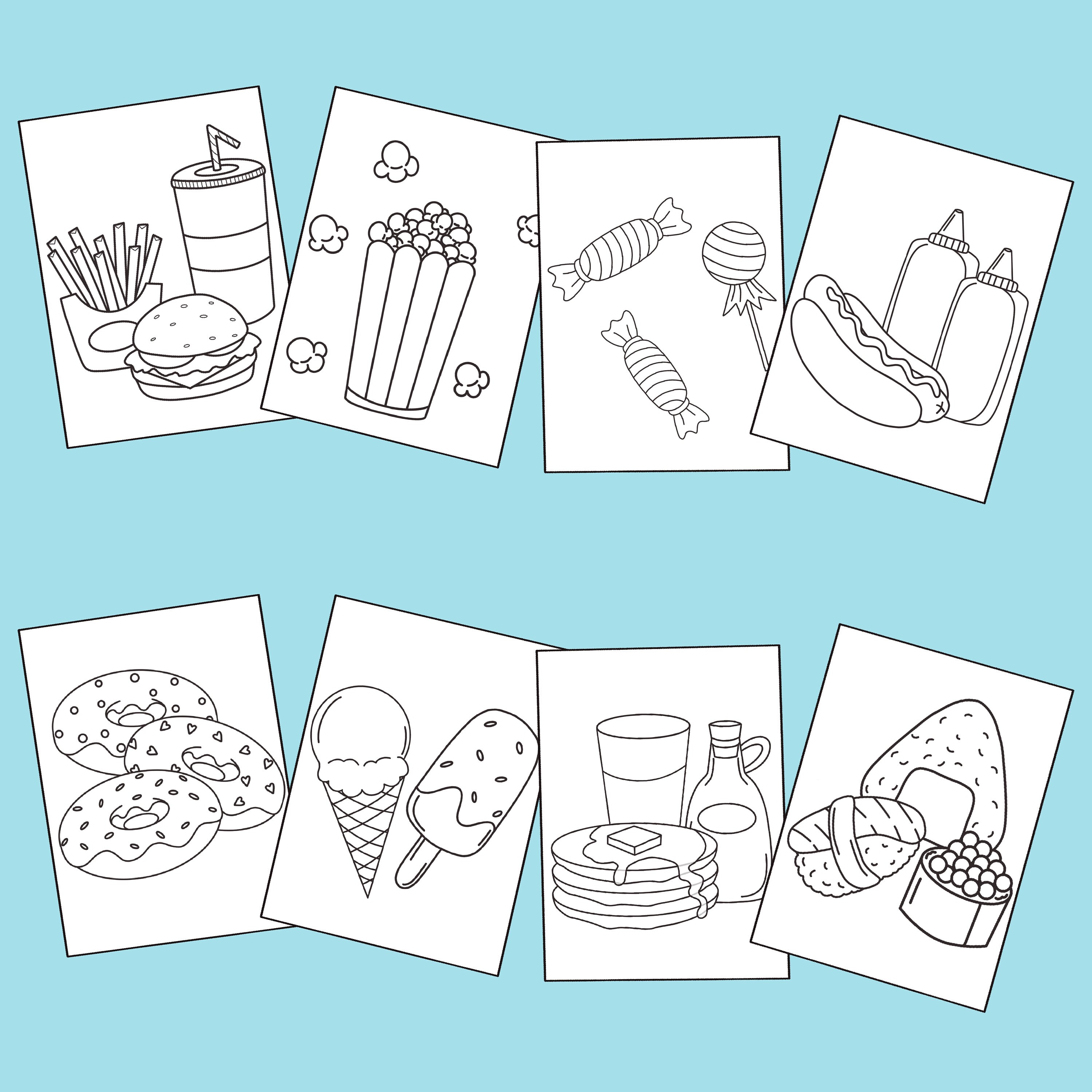 15 Bold and Easy Food and Snack Coloring Pages | Digital/printable ...