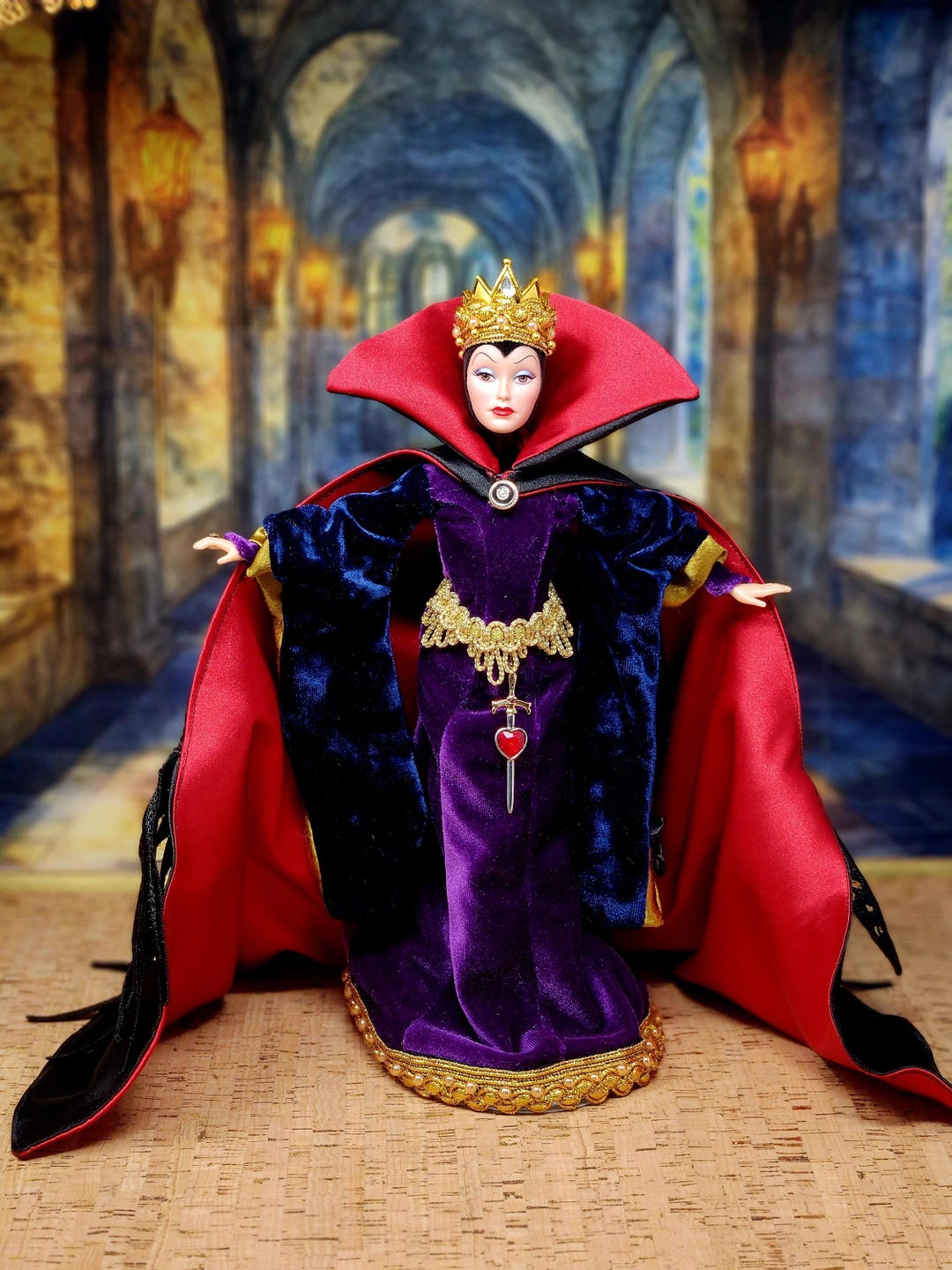 OOAK Evil Queen Art Doll: Velvet Gown, Rhinestone Cape, 9-piece ...